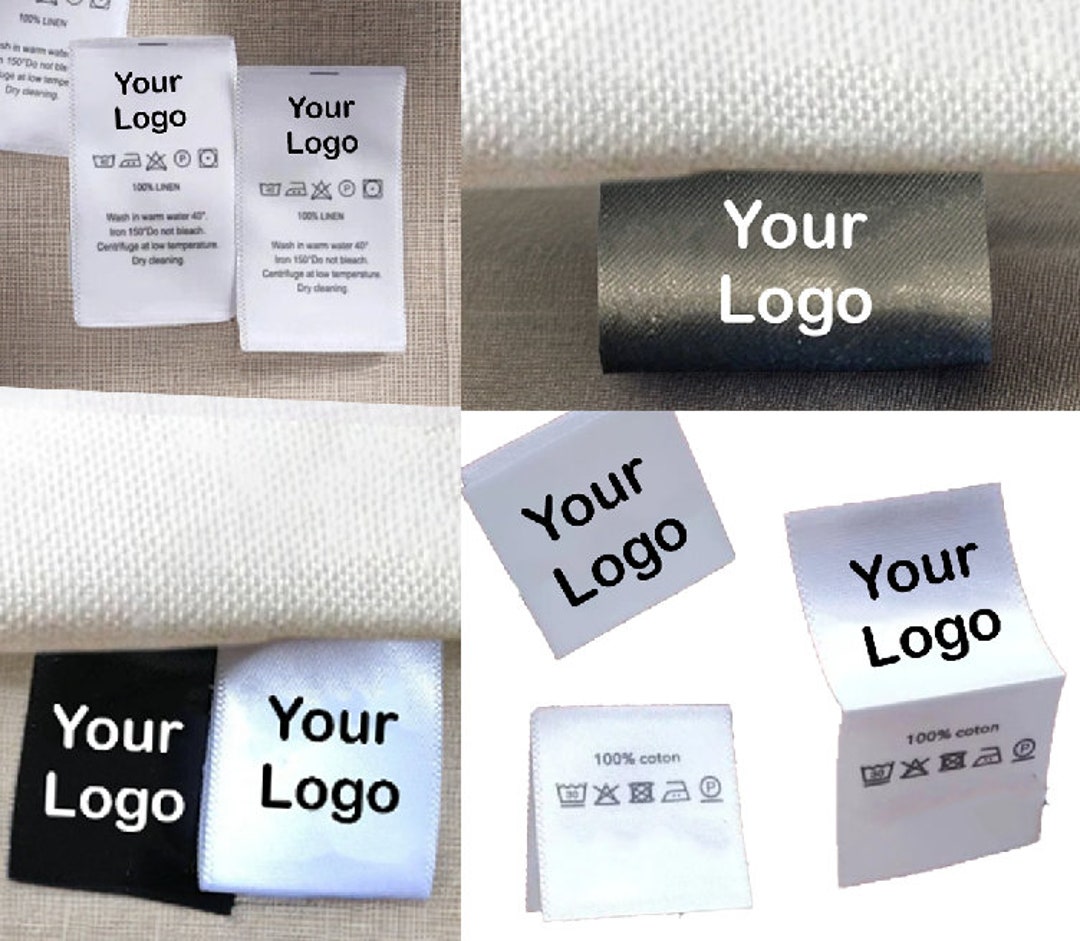 1000 Custom Satin Clothing Labels Washing Instructions Fabric Sew in ...