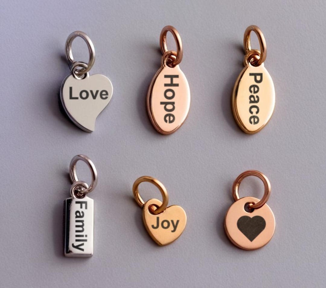 30 Custom Stainless Steel Charm, Gold Silver Personalized Charm, Logo ...
