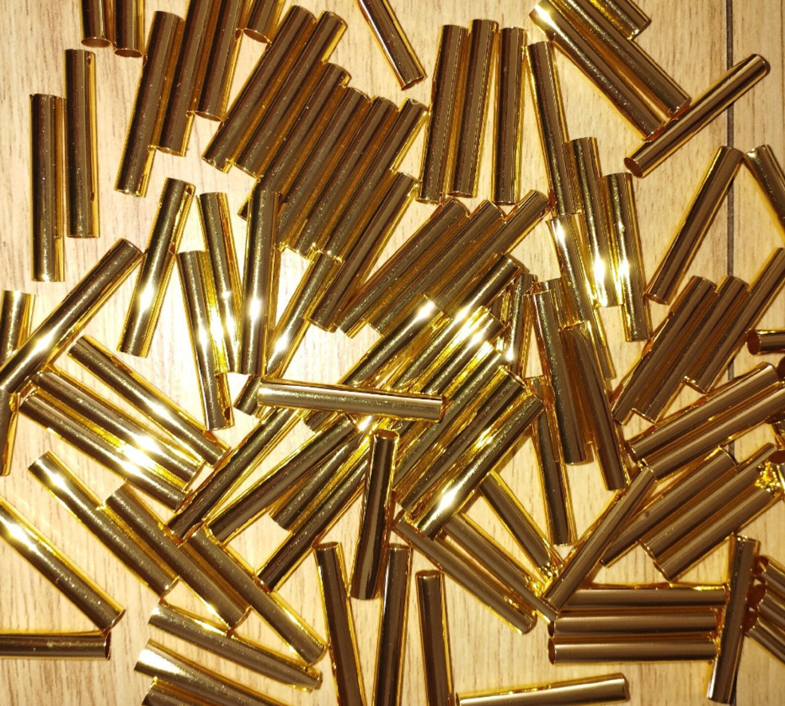100 Metal Tube Spacer Beads 30 Mm - Gold Silver Round Tube - Straight ...