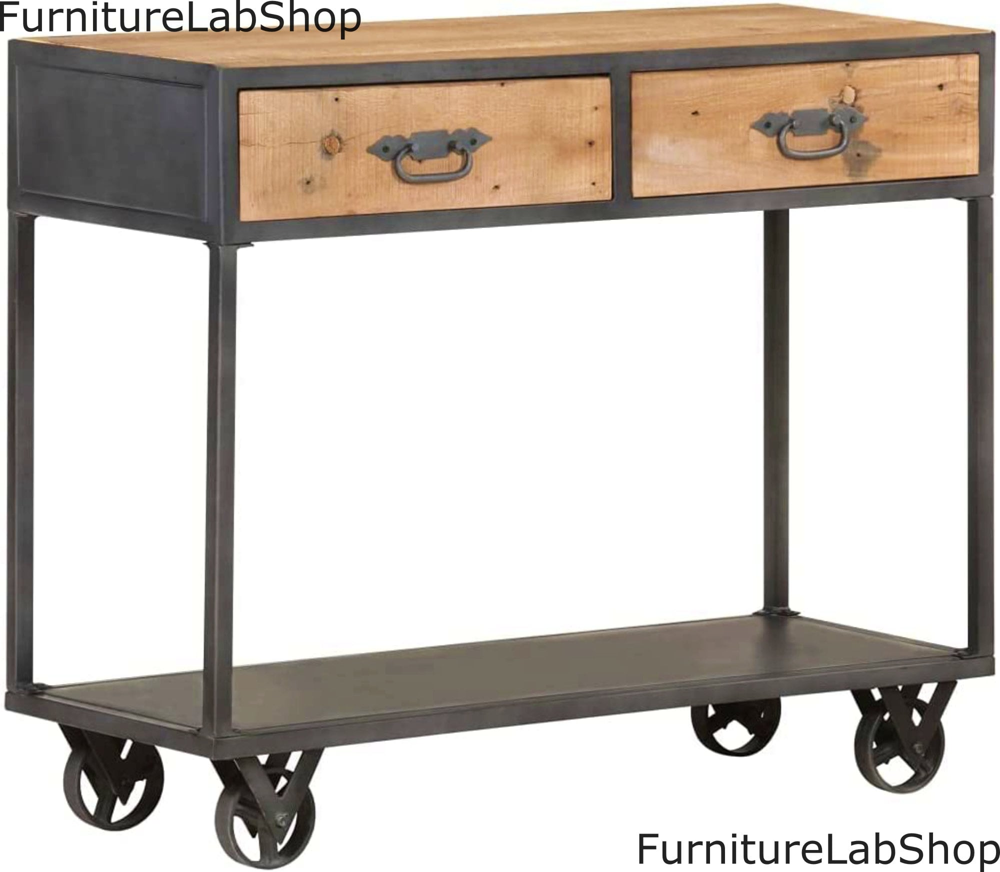 Industrial Console Table With Wheels