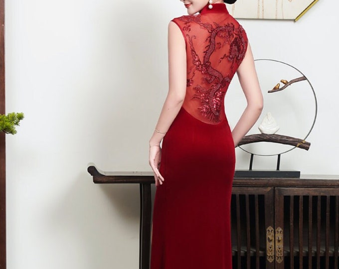 Red Qipao Cheongsam Sample Dress, Red Chinese Dress, Chinese Tea ...