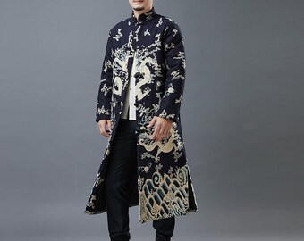 040men's Lined Chinese Cheongsam Linen Jacket With - Etsy