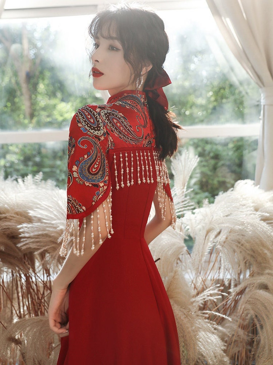 Tassel Wedding Cheongsam chinese Wedding Dress bridal Dress tea ...