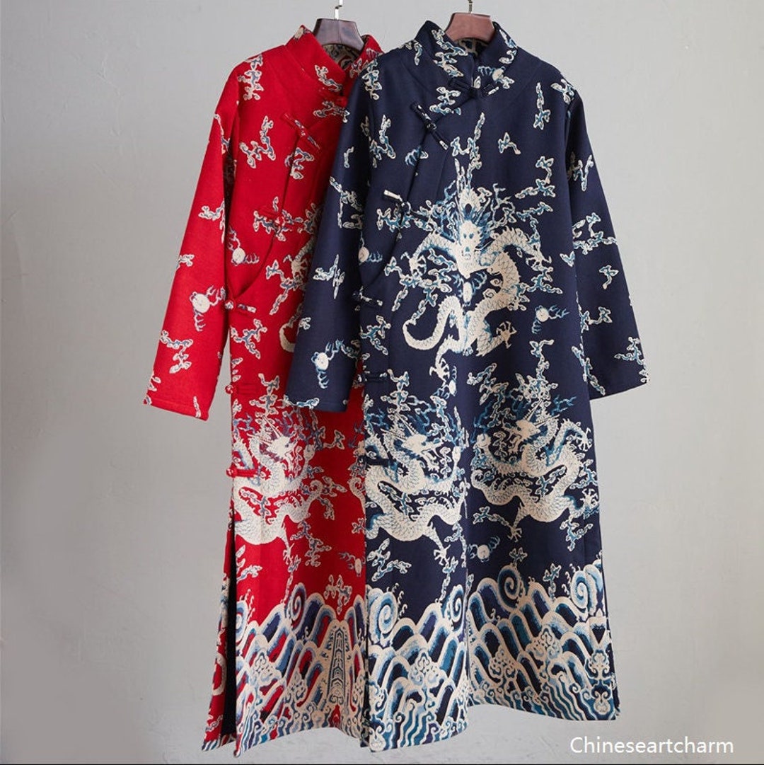 Traditional Chinese Men's Coat retro Men's Robe chinese Dragon Coat ...