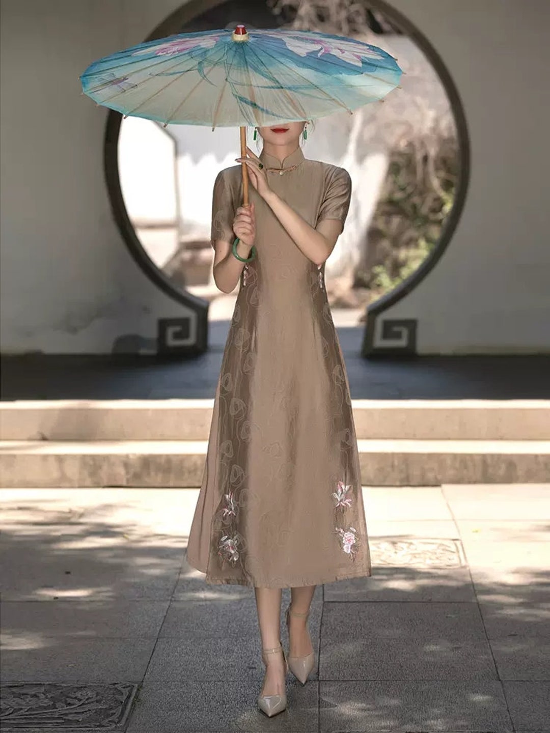 Traditional Chinese Dress. A-line Cheongsam Dress. Modern Qipao. Tea ...