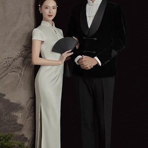 Traditional Chinese Cheongsam Wedding white Wedding Qipao lace Open ...