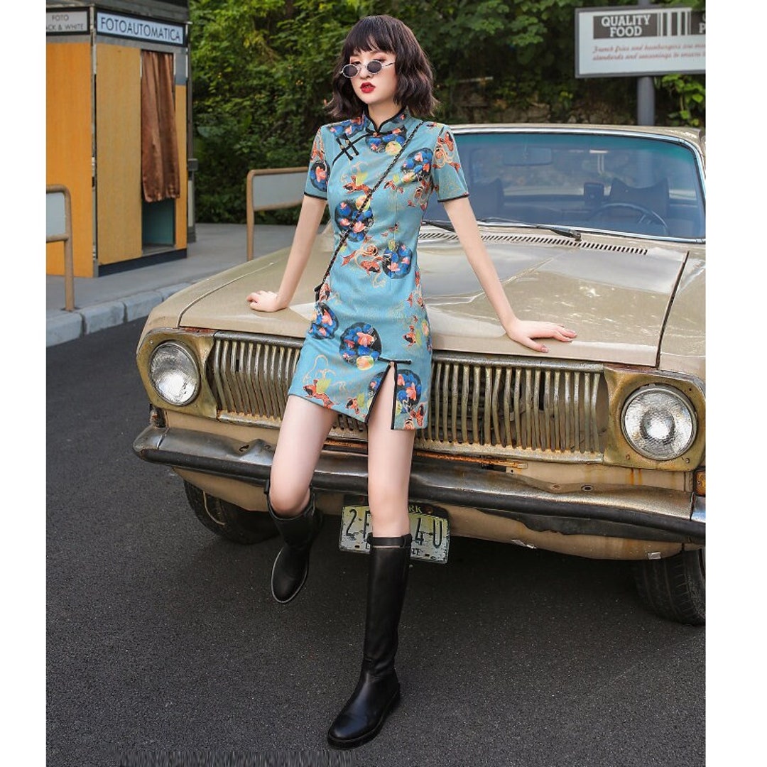 Short Modern Cheongsam mini Dress cute Qipao Dress asian Dress party ...