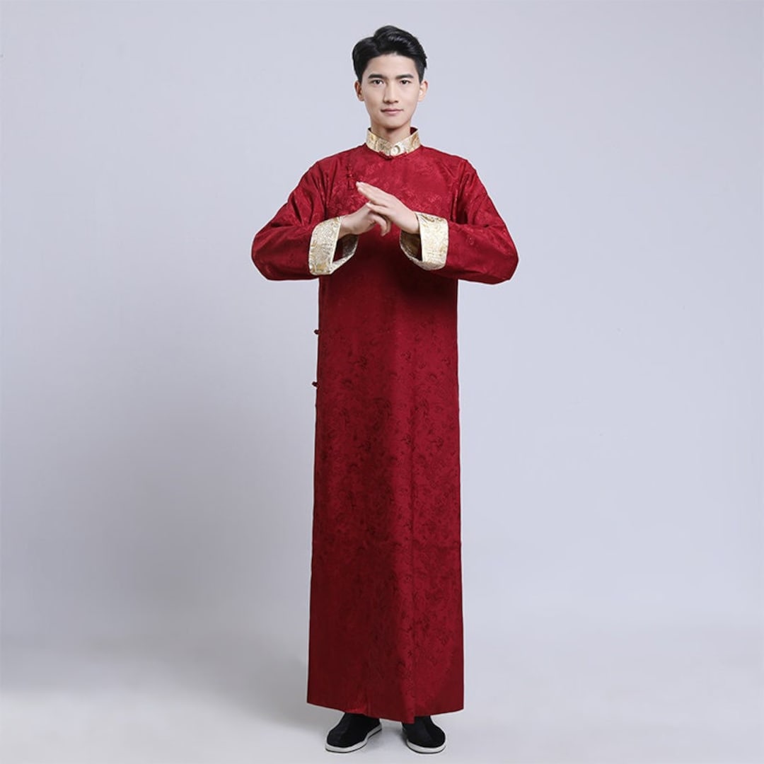 Traditional Chinese Men's Cheongsam. Vintage Kungfu Robe. Chinese ...