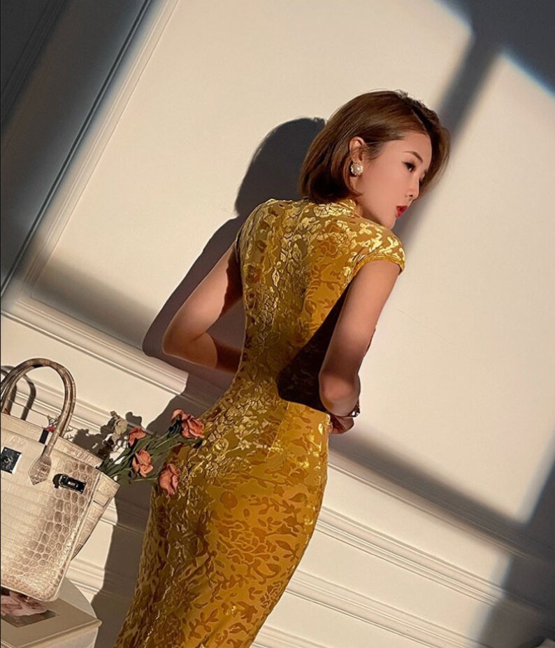 Traditional Chinese Dress modern Cheongsam Dress yellow - Etsy