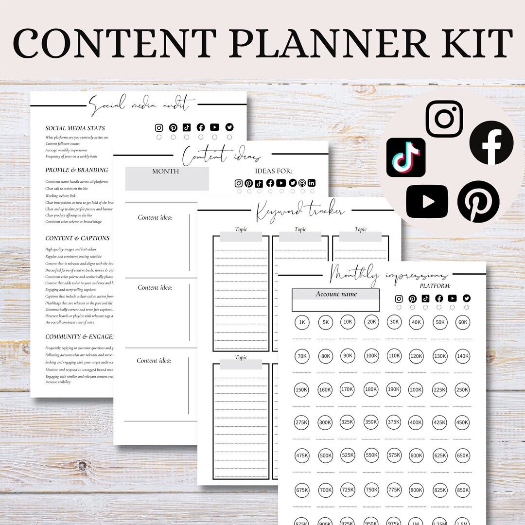 Printable Content Planner for Business, Social Media Creator Calendar ...