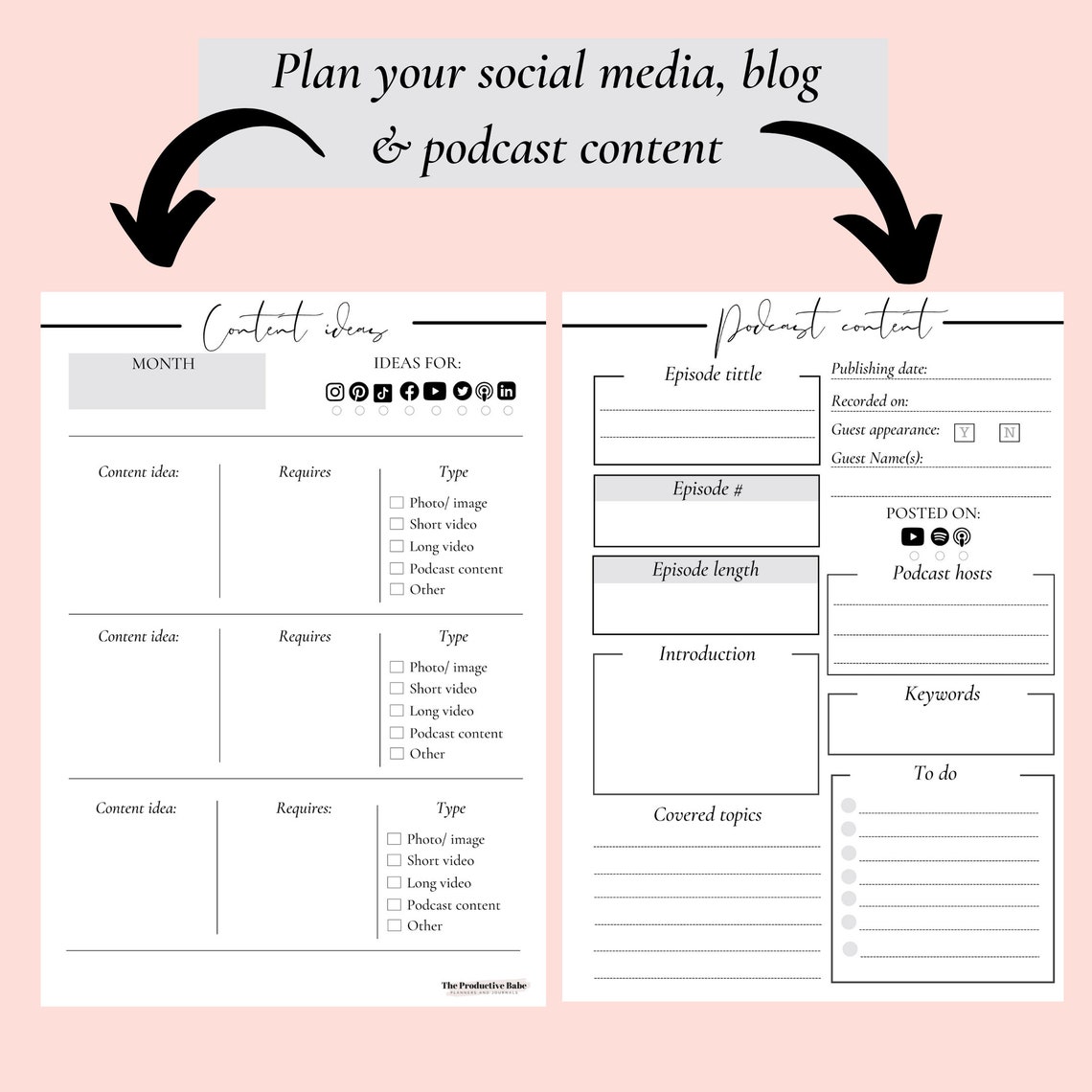 Printable Content Planner for Business Social Media Creator | Etsy