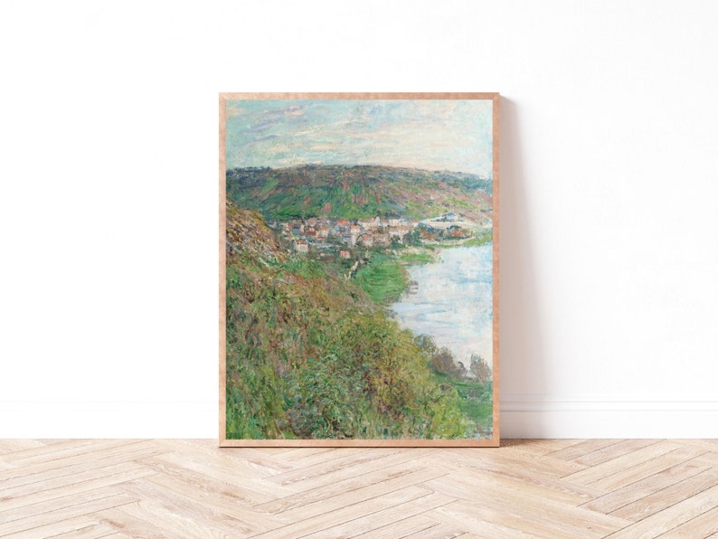 Claude Monet View of Vétheuil Printable Vintage French Coastal Painting ...