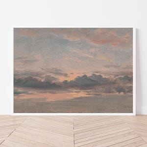 John Constable - Cloud Study Sunset Printable, Moody Clouds Painting, Cloudy Horizon Sky ...