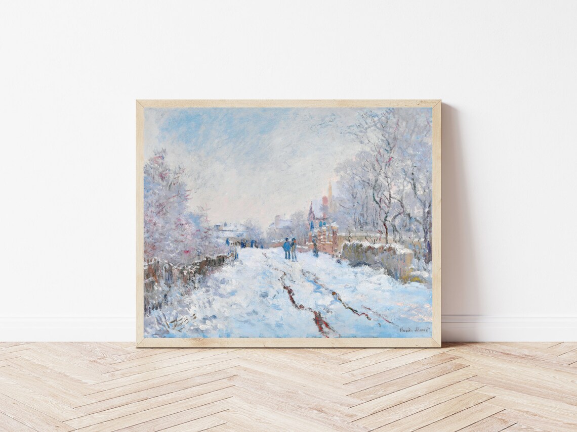 Claude Monet's Snow at Argenteuil Printable | Vintage Painting | Snowy ...