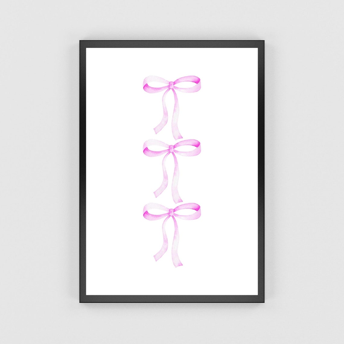Watercolor Hot Pink Bow Trio Art Printable Grand Millennial Etsy