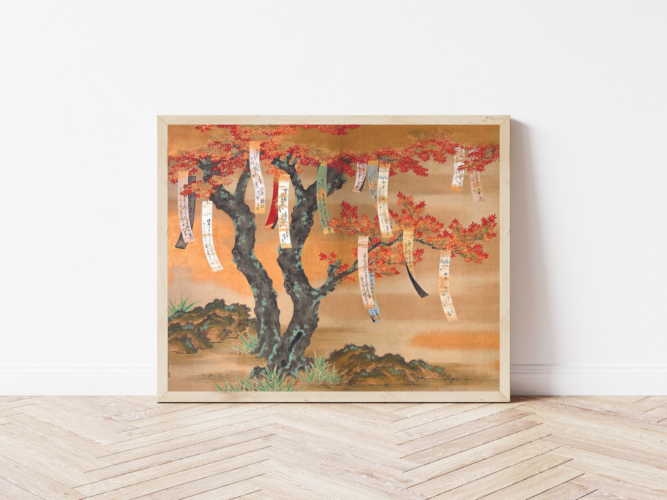 Japanese Autumn Maples With Poem Slips by Tosa Mitsuoki Printable ...