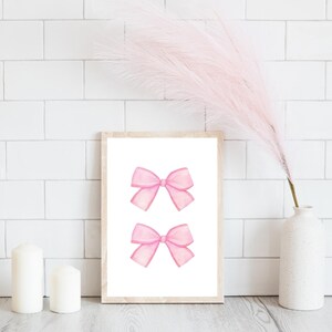 Watercolor Pink Bow Art Print | Instant Download | Grand Millennial ...