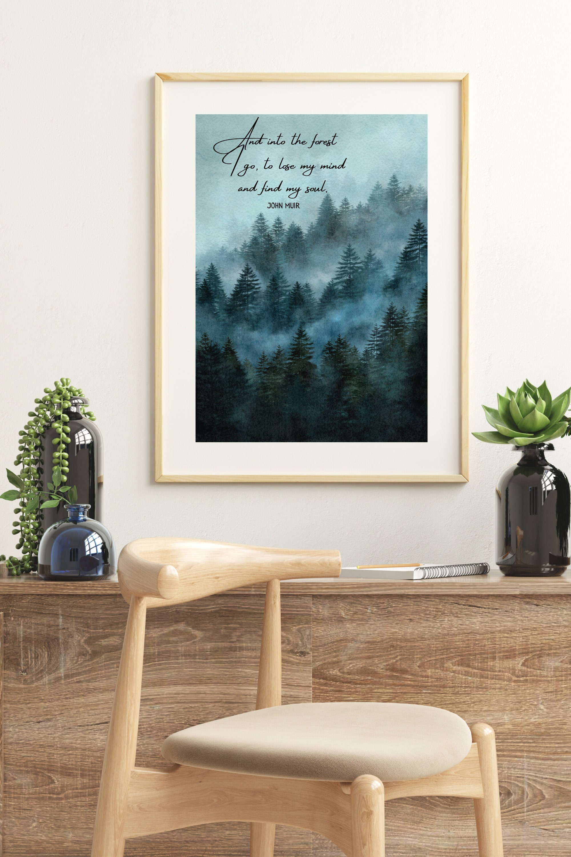 John Muir Quote Instant Download Nature Forest Watercolor Rustic Cabin ...