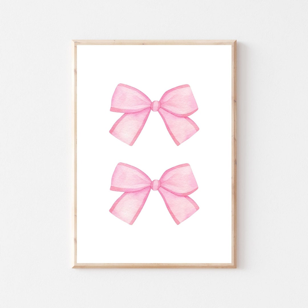 Watercolor Pink Bow Art Print | Instant Download | Grand Millennial ...