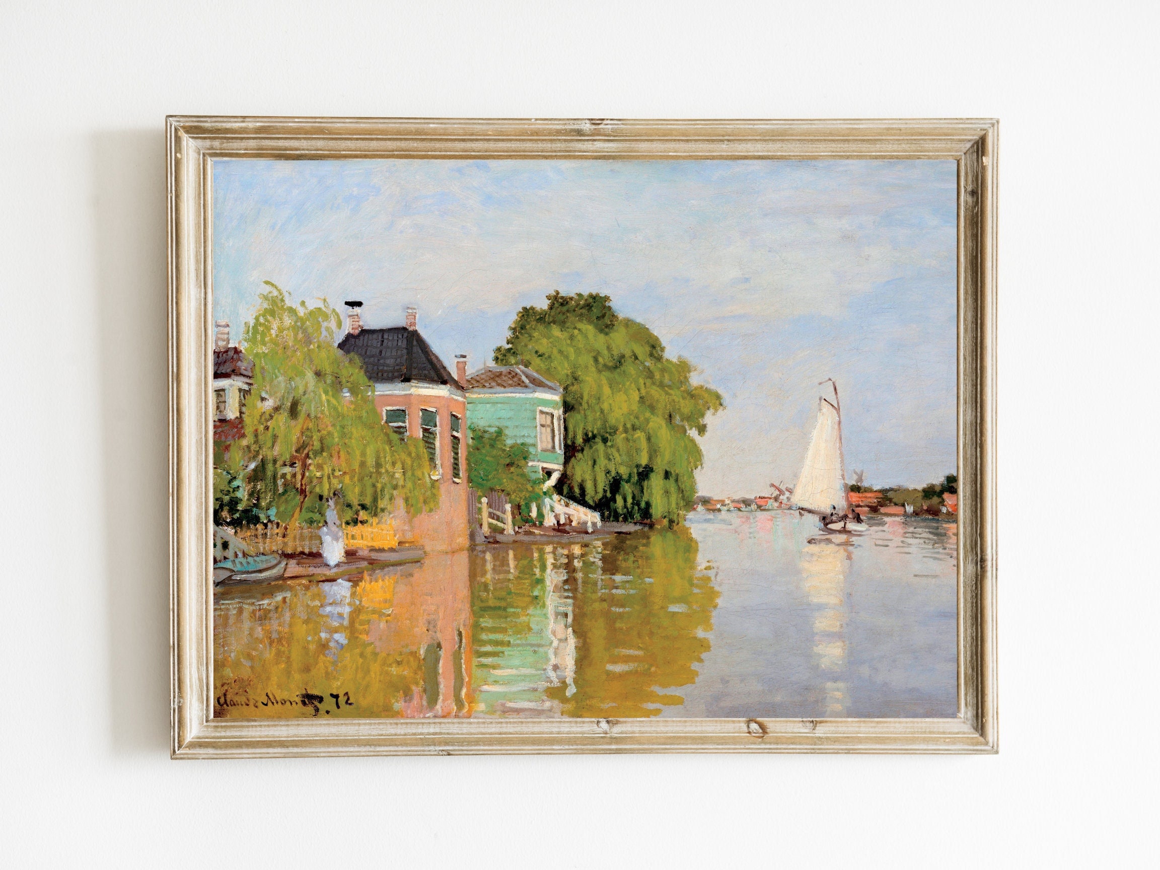 Houses on the Achterzaan by Claude Monet Printable | Vintage French ...