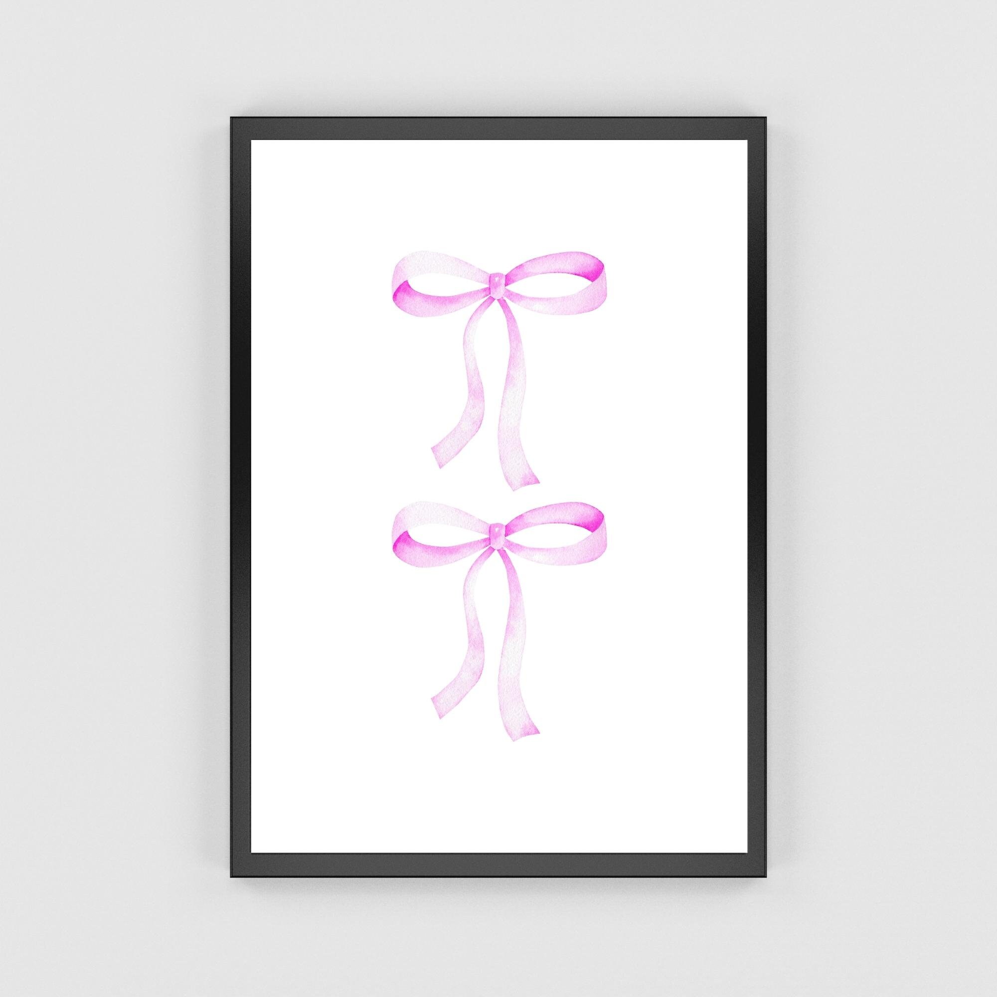 Watercolor Hot Pink Bow Art Printable Grand Millennial Art Etsy