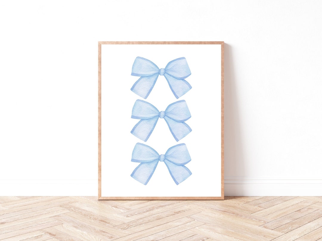 Watercolor Blue Bow Trio Art Print Instant Download Grand - Etsy
