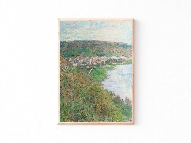 Claude Monet View of Vétheuil Printable Vintage French Coastal Painting ...