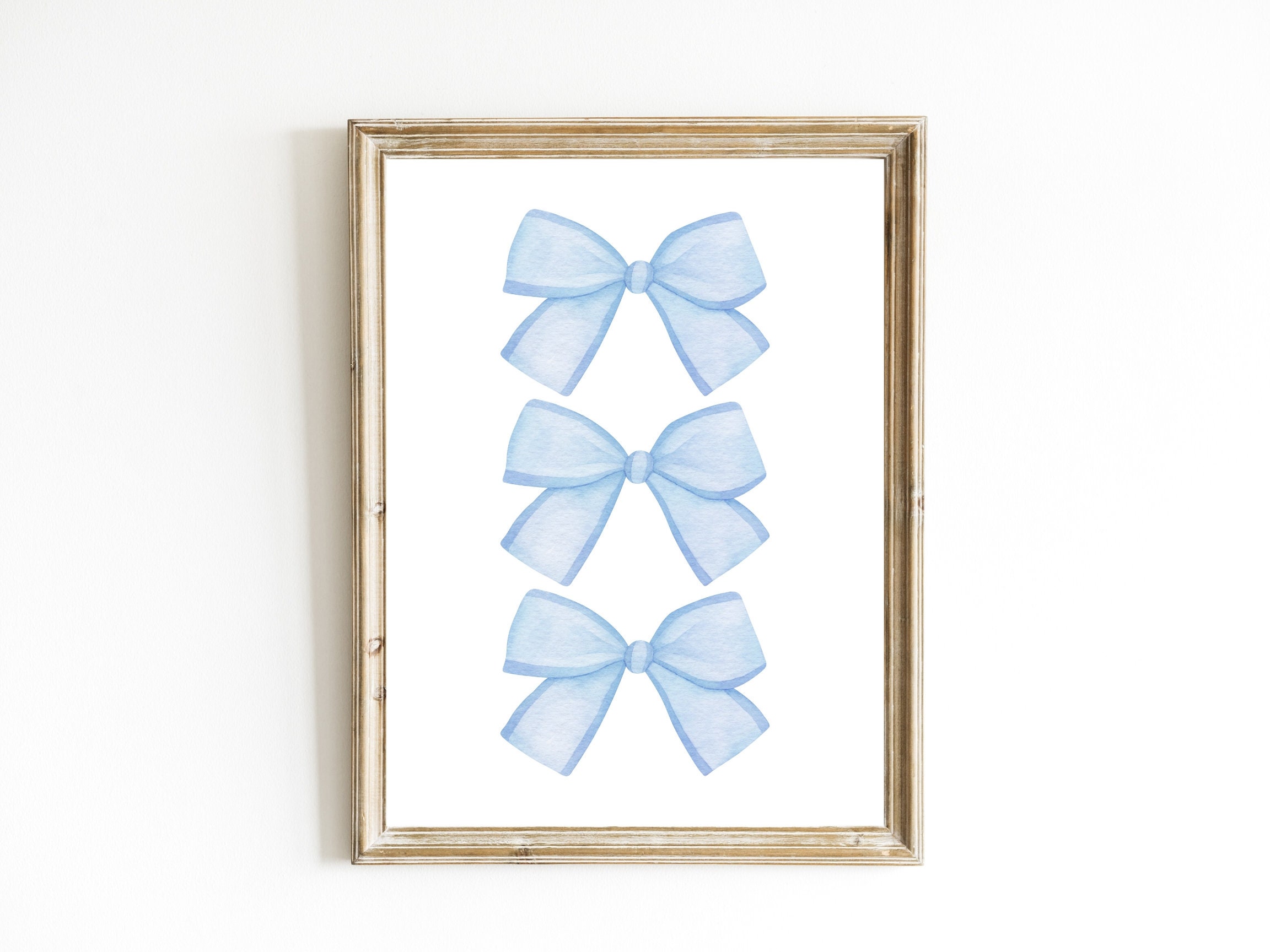 Watercolor Blue Bow Trio Art Print Instant Download Grand - Etsy