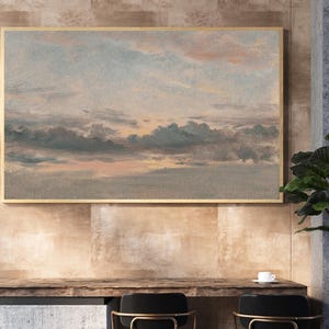 John Constable - Cloud Study Sunset Printable, Moody Clouds Painting, Cloudy Horizon Sky ...
