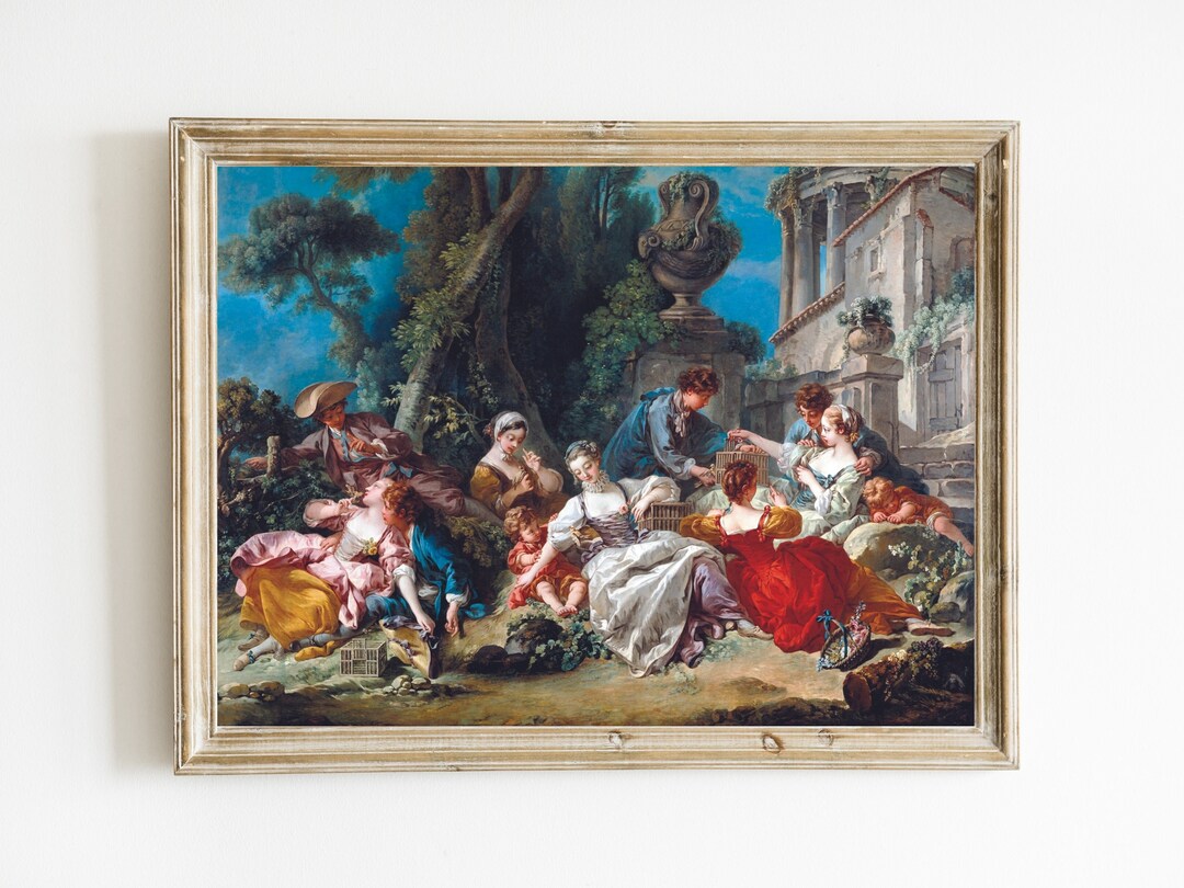 François Boucher the Bird Catchers Printable, Coquette Painting ...