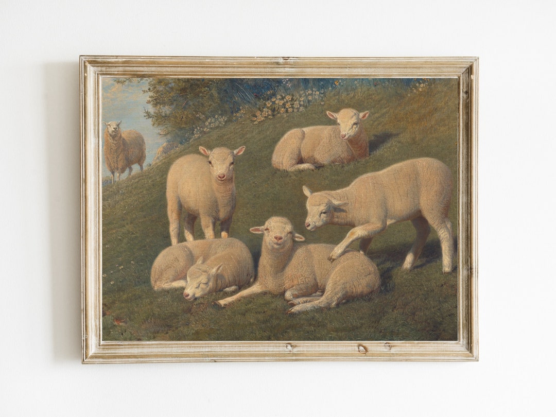 April: Lambs in the Home Park at Windsor by Friedrich Wilhelm Keyl ...