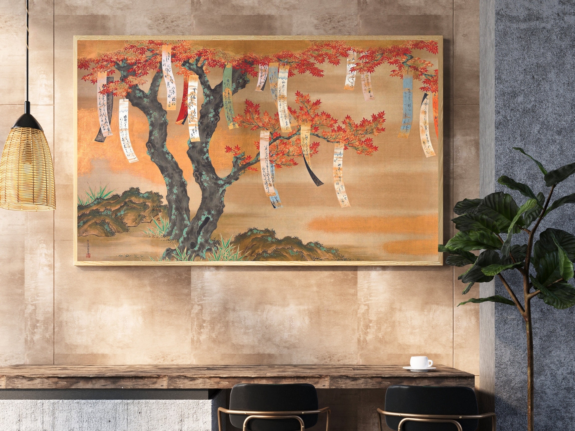 Japanese Autumn Maples With Poem Slips by Tosa Mitsuoki Printable ...