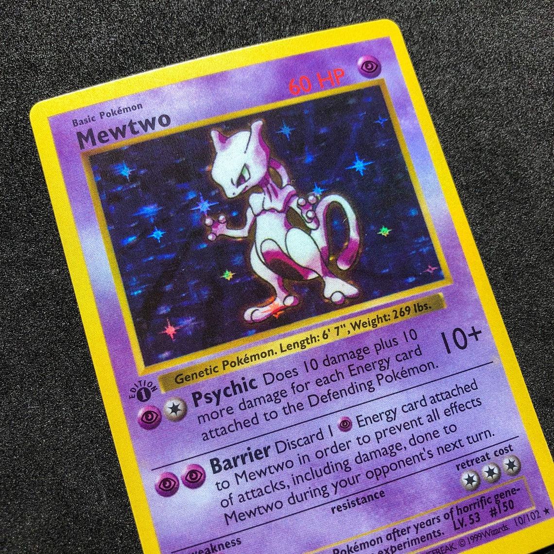 Holo Mewtwo Base Set 1st Edition Shadowless Pokemon Card Proxy | Etsy