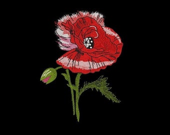 Realistic Poppy Machine Embroidery Design Instant Download - Etsy