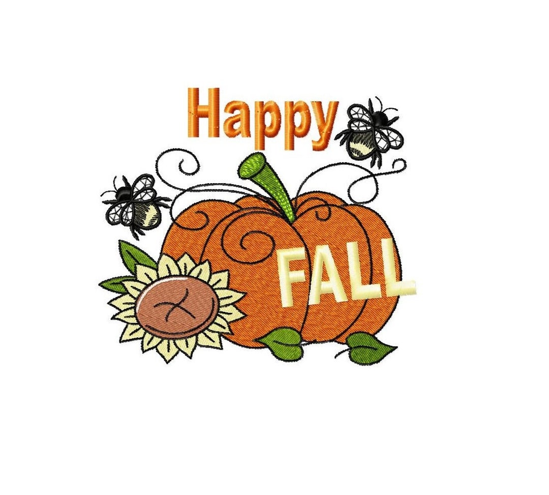 Happy Fall - Embroidery Design 5 Sizes Instant Download - Etsy
