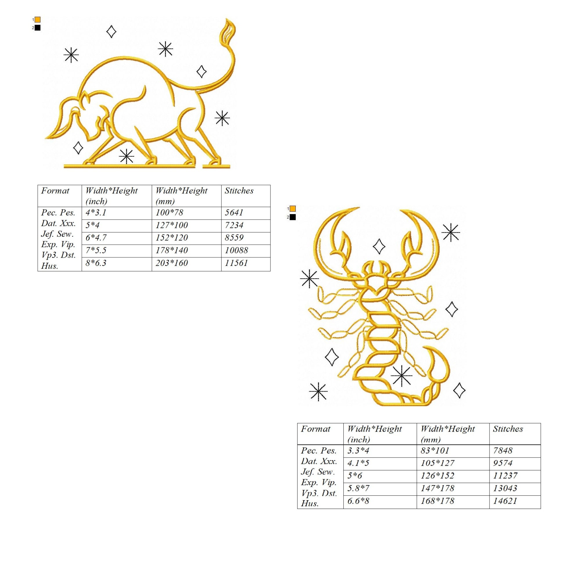 Zodiac Signs Embroidery Design Pack 12 Designs - 4 Sizes Instant ...