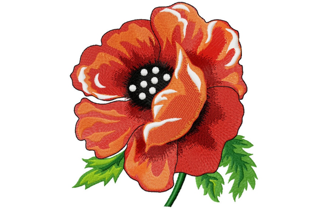 Poppy Embroidery Design - 6 Sizes Instant Download - Etsy