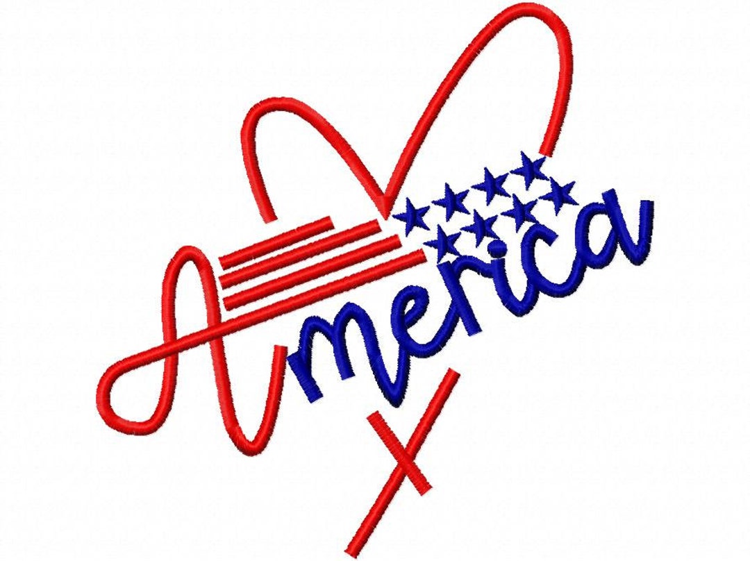 America Love USA Embroidery Design - 6 Sizes Instant Download - Etsy