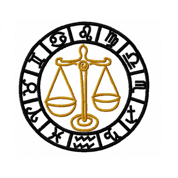 Zodiac Sign Libra Embroidery Design 4 Sizes Instant Download - Etsy