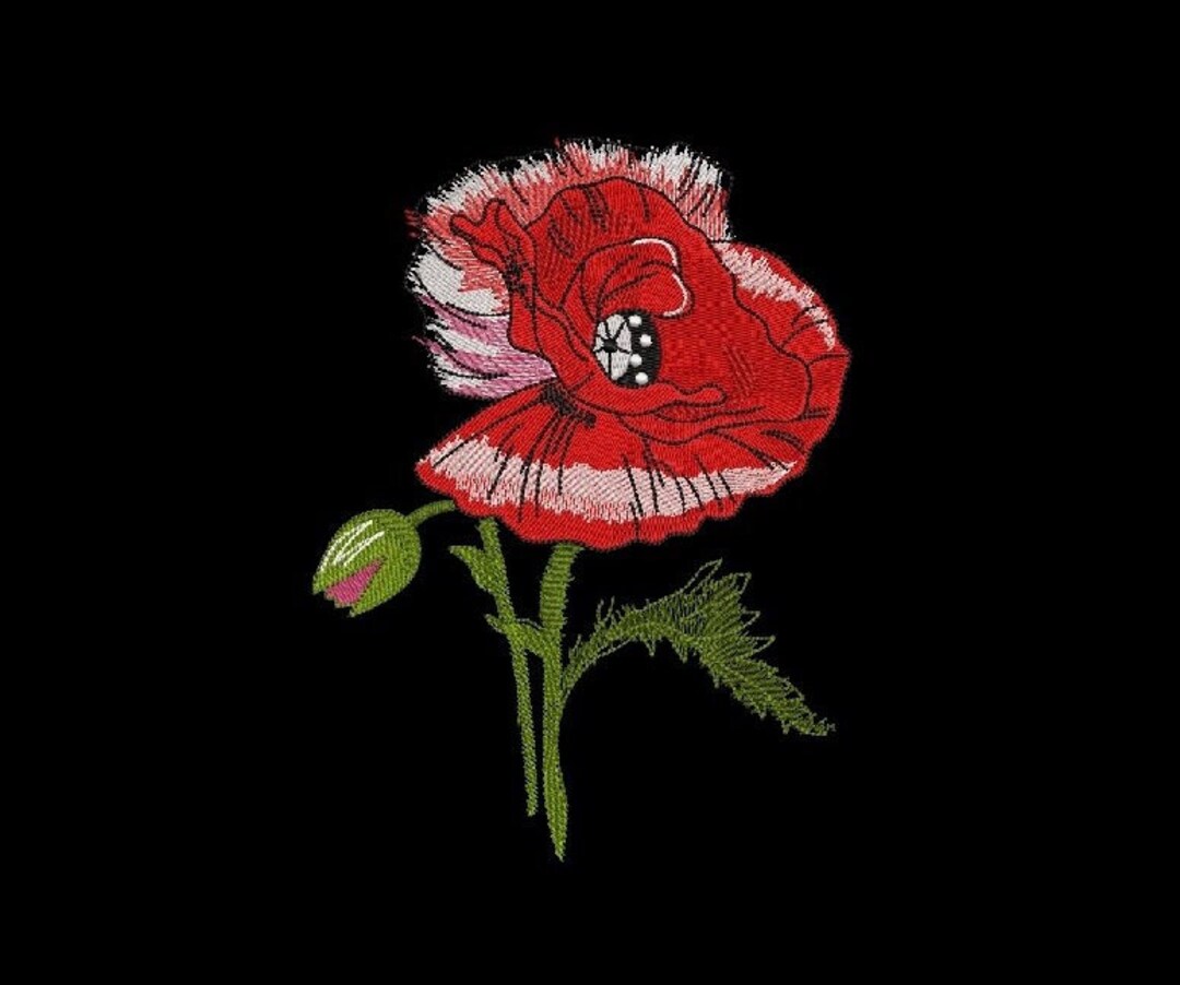 Poppy Embroidery Design - 6 Sizes Instant Download - Etsy
