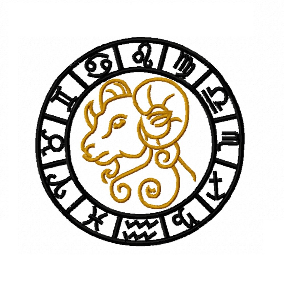 Zodiac Sign Aries Embroidery Design 4 Sizes Instant Download - Etsy