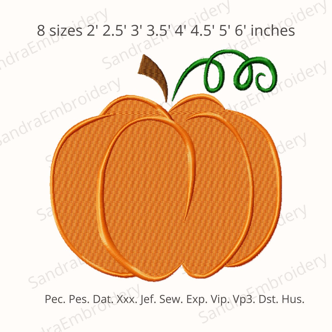 Pumpkin Machine Embroidery Design – Fall, Autumn, Halloween – 8 Sizes ...