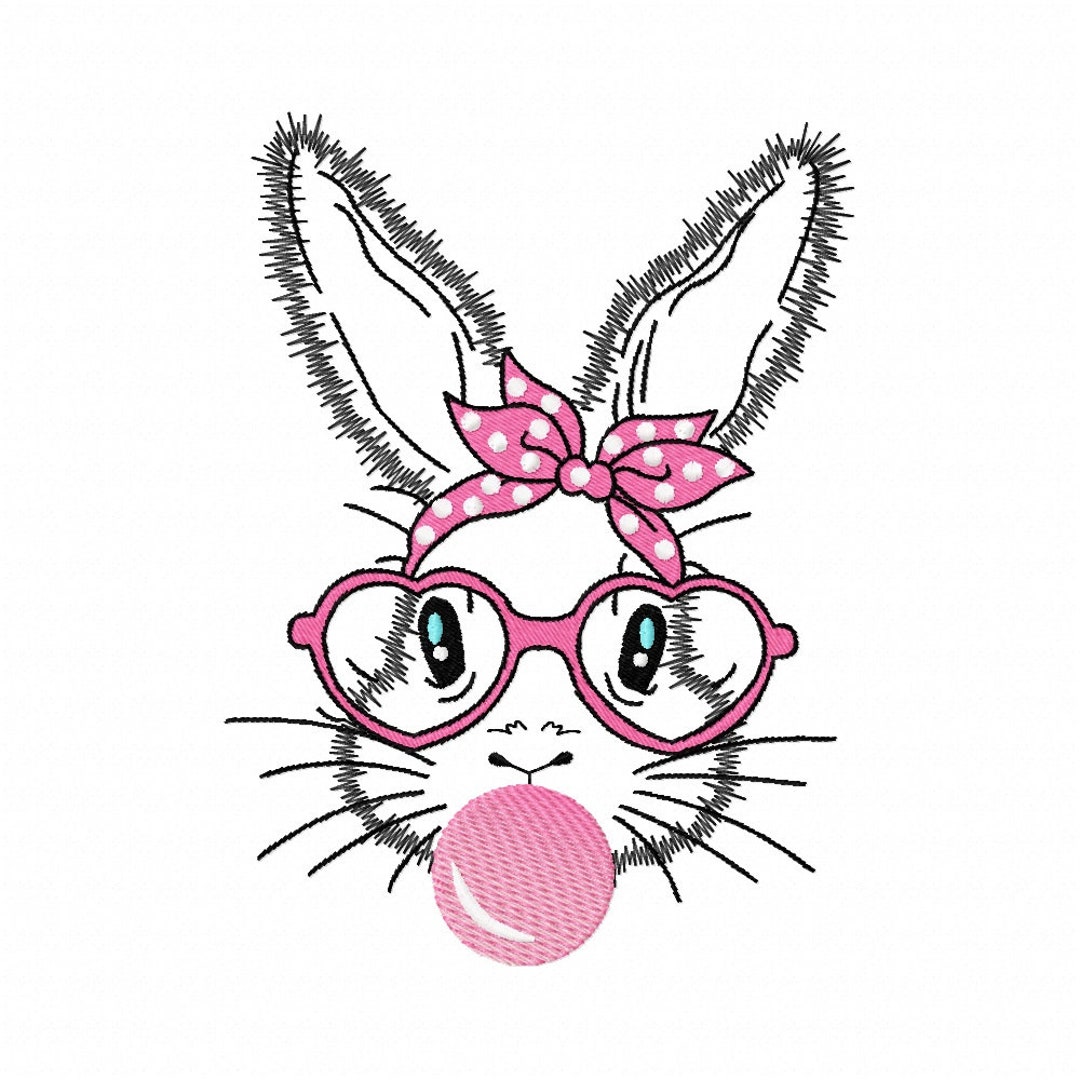 Bunny Face Embroidery Design, Rabbit Embroidery Design, Easter ...