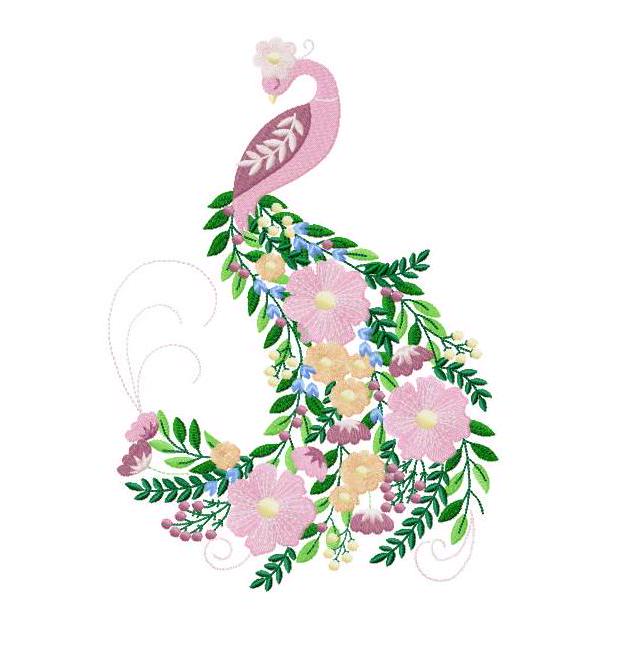 Floral Peacock Embroidery Design - 7 Sizes Instant Download - Etsy