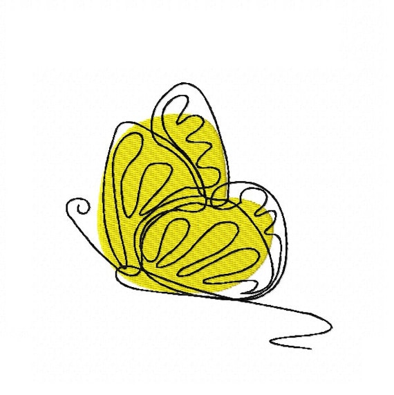 Butterfly embroidery design one line art embroidery design | Etsy