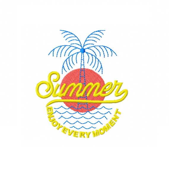 Summer Embroidery Design 5 Sizes Instant Download | Etsy