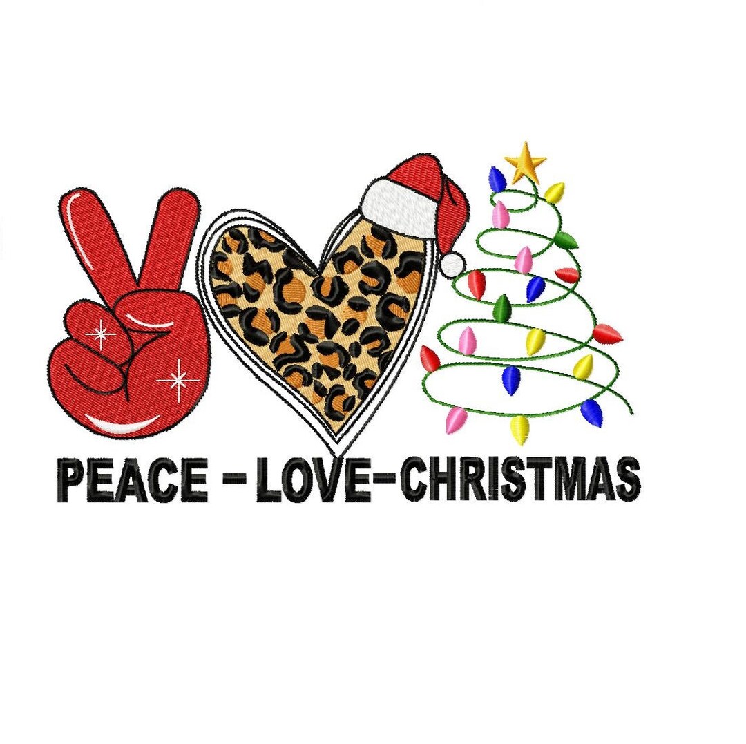 Peace Love Christmas Embroidery Design -4 Sizes Instant Download - Etsy