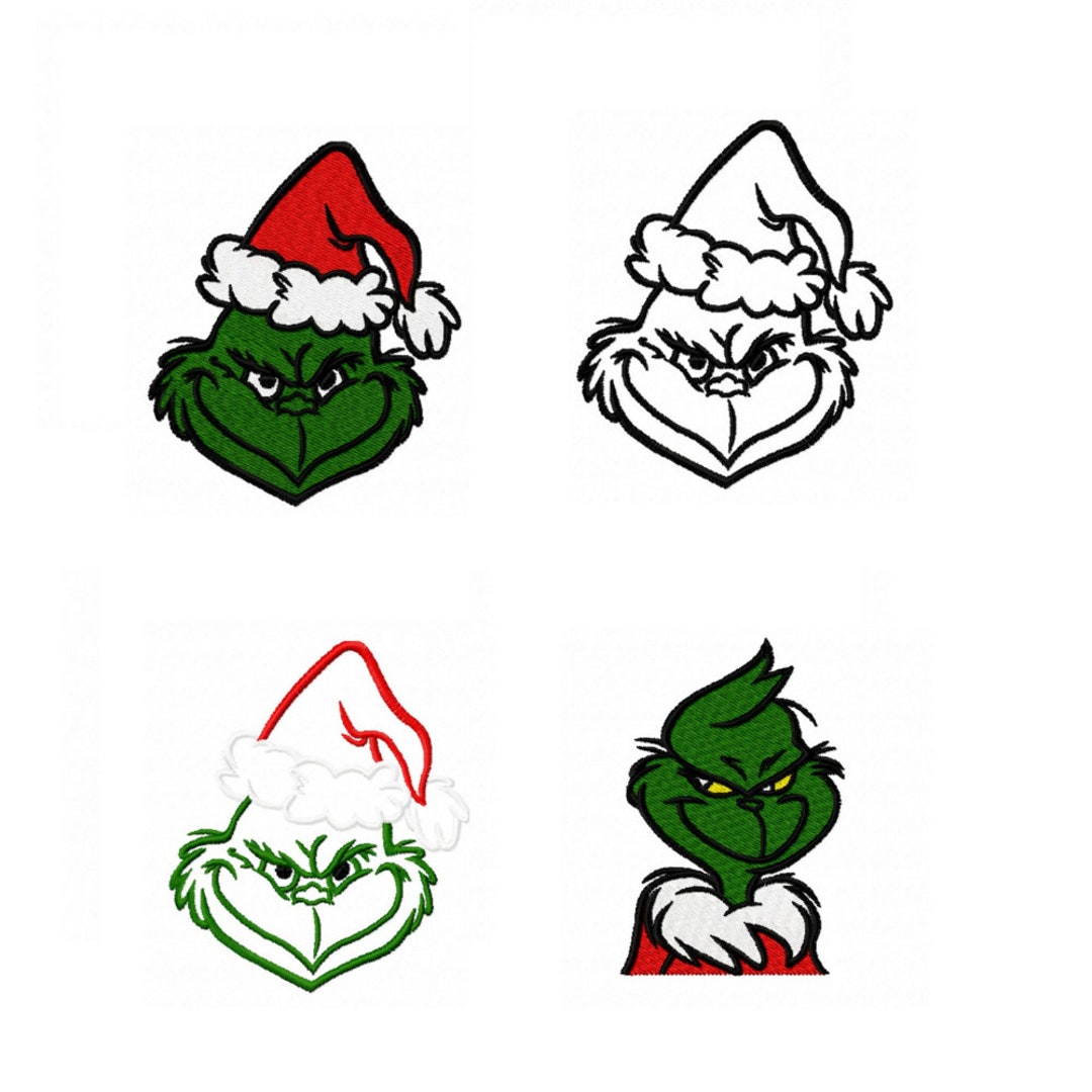 Kit Face Grinch Embroidery 4 Design - 5 Sizes Instant Download - Etsy