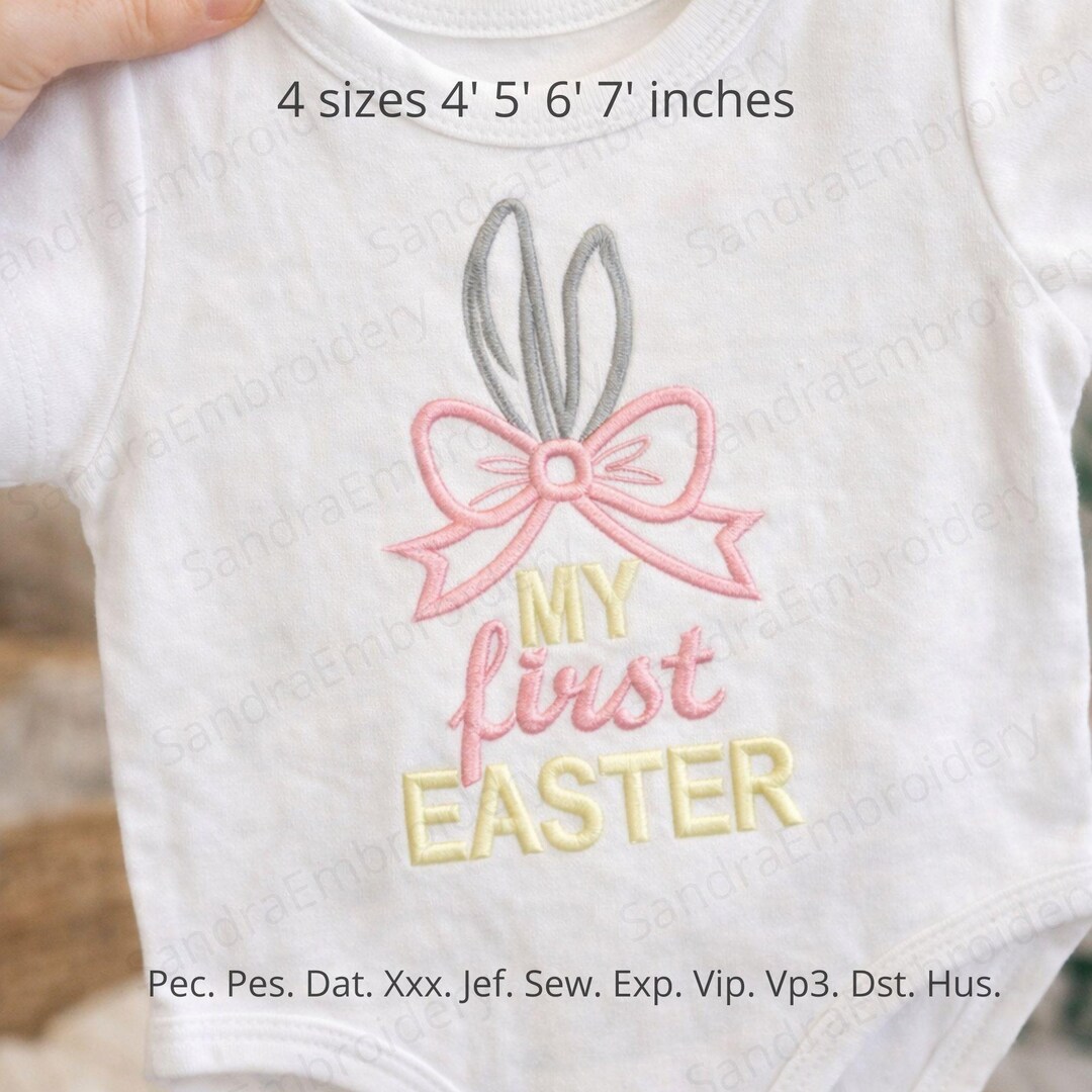 My First Easter Embroidery Design Baby Bow Easter Embroidery File - 4 ...