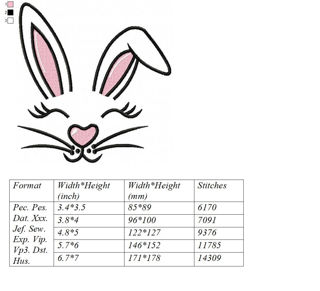 Bunny Face Embroidery Design Rabbit Embroidery Design Easter | Etsy